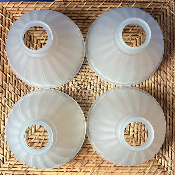 Vintage | Other | Vintage Frosted Ribbed Glass Shade Pendant Light ...